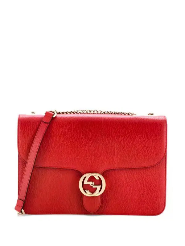 Gucci Interlocking Leather Medium Shoulder Bag - Red