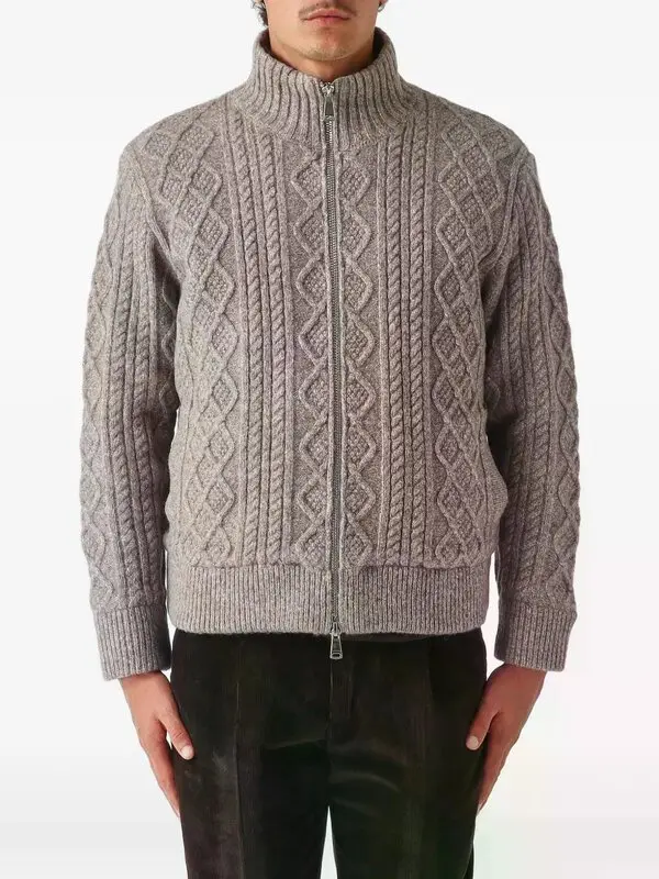 THE JACK LEATHERS Magnus Cable-knit Zip-up Jacket