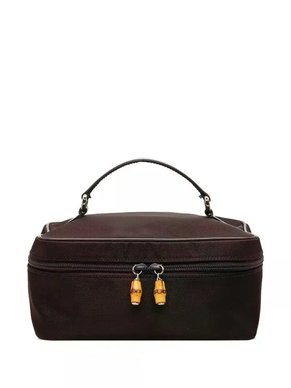 Gucci 2000-2015 Nylon Bamboo Vanity Bag - Brown