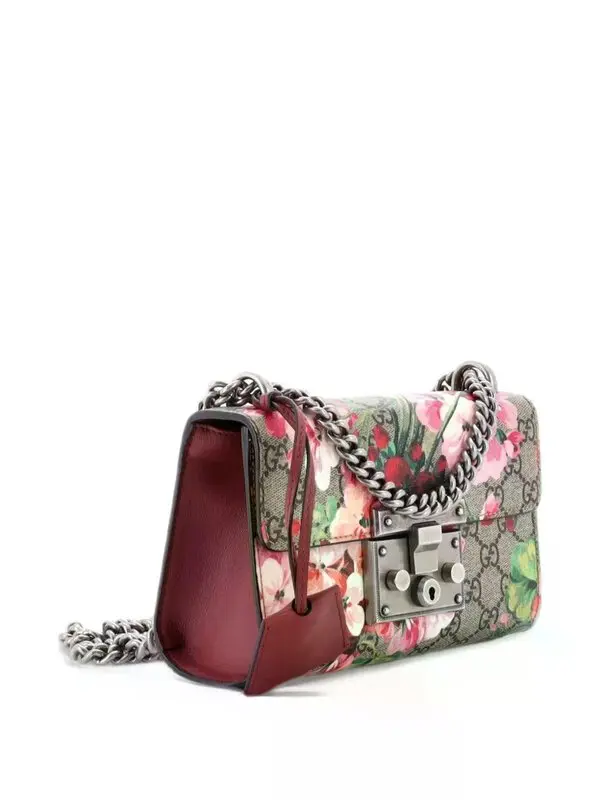 Gucci Padlock Blooms Print Gg Coated Canvas Small Shoulder Bag