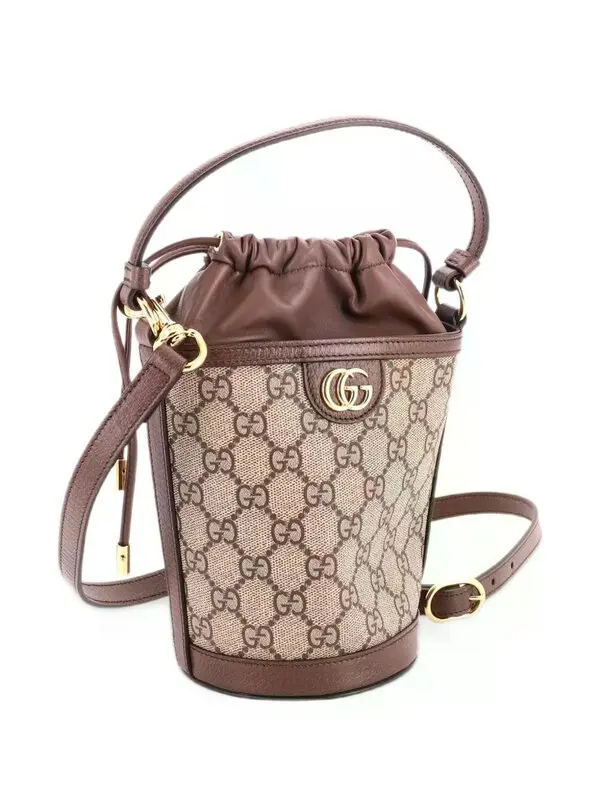 Gucci Ophidia Top Handle Gg Coated Canvas With Leather Mini Bucket Bag
