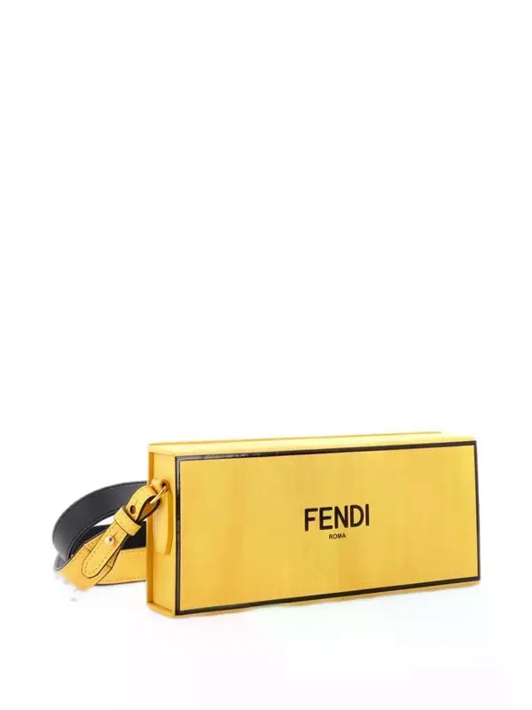 Fendi Logo Horizontal Box Crossbody Bag Leather Clutch Bag
