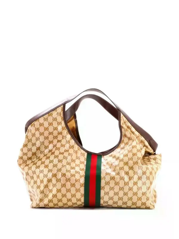 Gucci Giglio Gg Crystal Coated Canvas Large Tote Bag - Brown