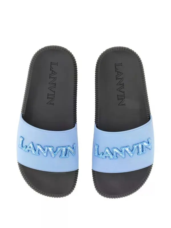 LANVIN Logo-patch Slides - Blue