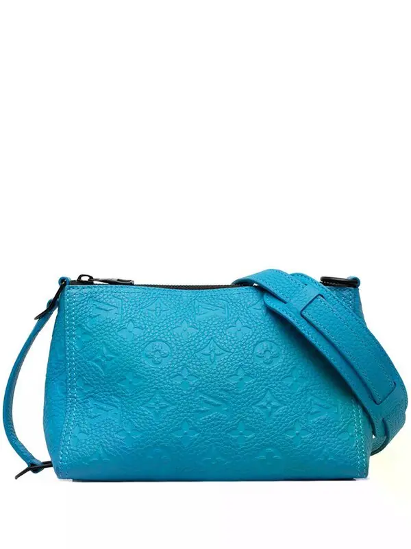 LOUIS VUITTON 2019 Monogram Taurillon Triangle Messenger Crossbody Bag - Blue