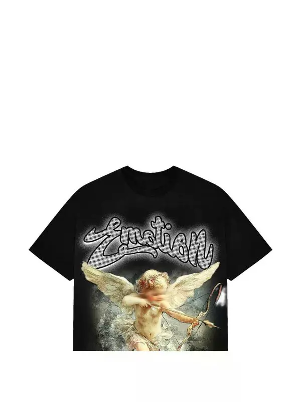 Mixed Emotion Angel Cropped T-shirt - Black