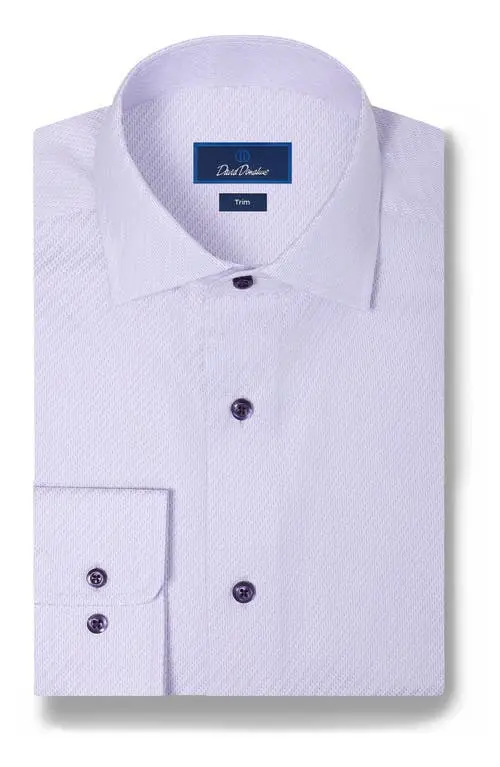 David Donahue Trim Fit Cotton Dobby Dress Shirt