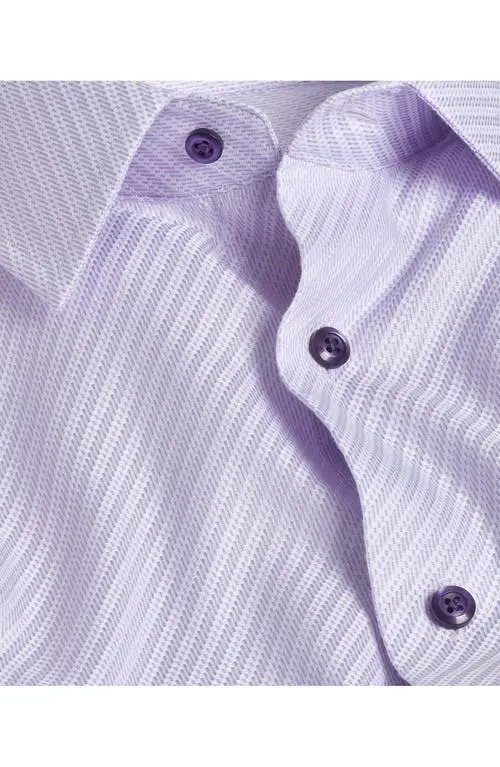 David Donahue Trim Fit Cotton Dobby Dress Shirt