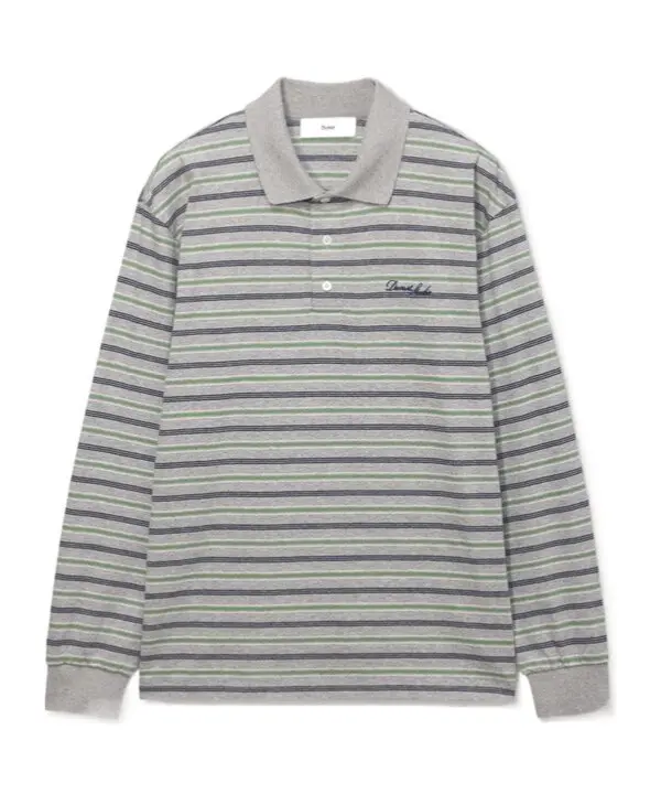 DUNST Multi-colored Striped Collared Polo Shirt - Grey