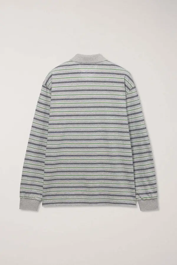 DUNST Multi-colored Striped Collared Polo Shirt - Grey
