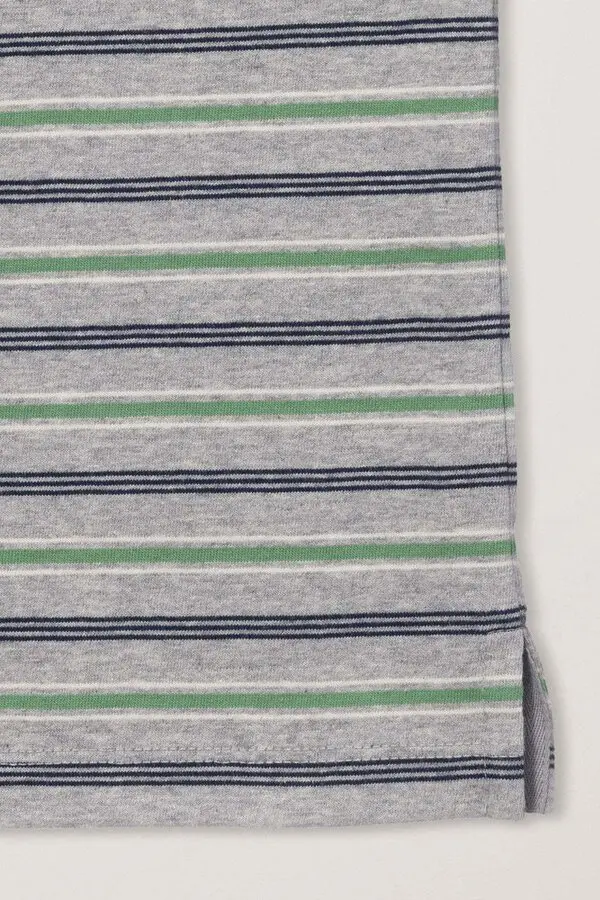 DUNST Multi-colored Striped Collared Polo Shirt - Grey