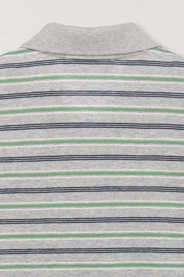 DUNST Multi-colored Striped Collared Polo Shirt - Grey