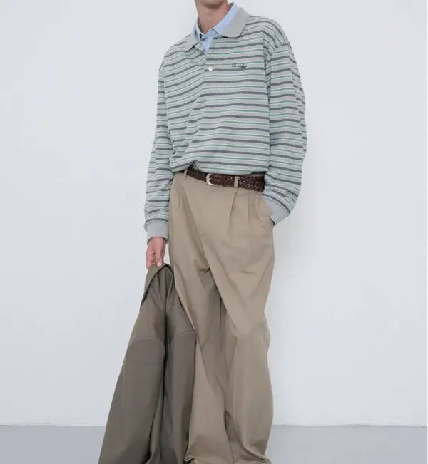 DUNST Multi-colored Striped Collared Polo Shirt - Grey