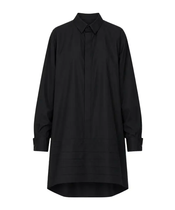 Sacai Pleated Mini Shirt Dress - Black