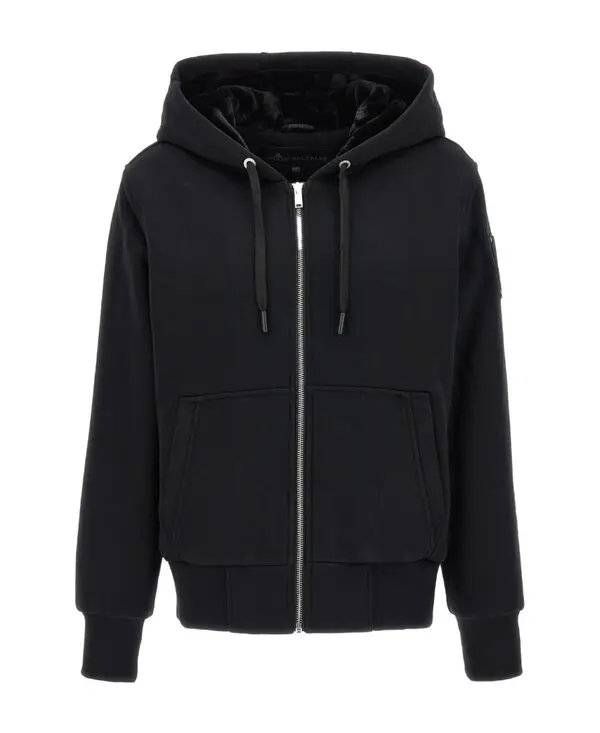 Moose Knuckles Logo-patch Faux-fur Hoodie - Black