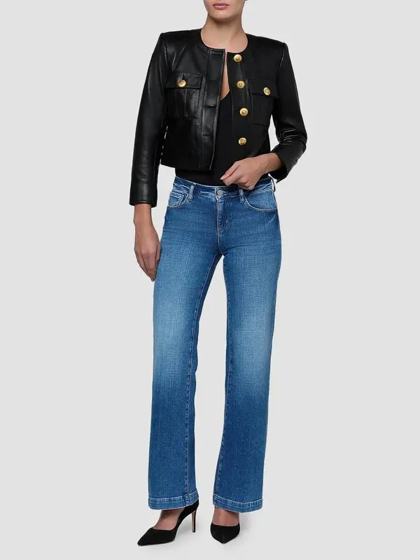 L'AGENCE Deidra Collarless Leather Jacket