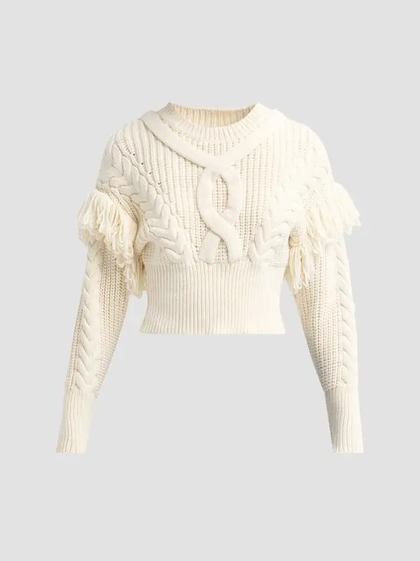 L'AGENCE Ottavia Cable-knit Lace-up Back Sweater