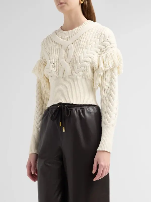 L'AGENCE Ottavia Cable-knit Lace-up Back Sweater