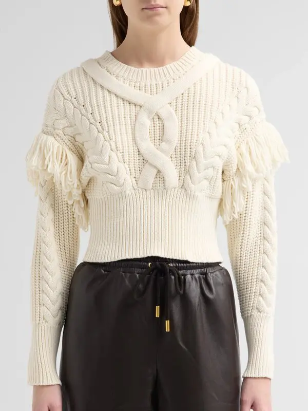L'AGENCE Ottavia Cable-knit Lace-up Back Sweater