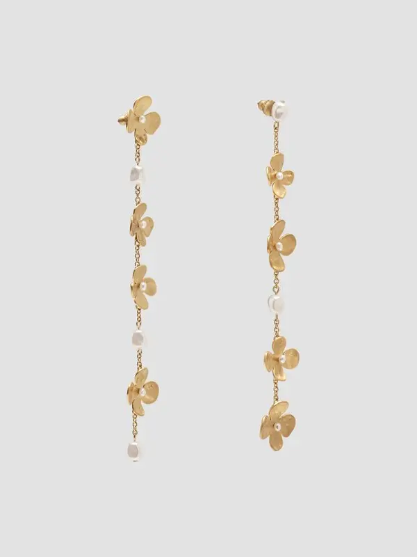 Cult Gaia Lucky Goldtone & Imitation Pearl Flower Chain Drop Earrings
