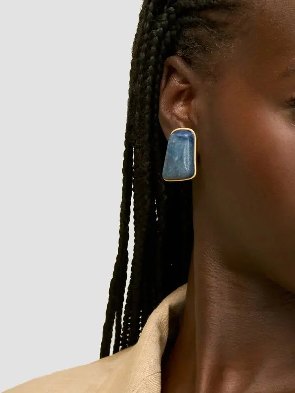 Cult Gaia Yusra Goldtone & Natural Stone Mismatched Clip-on Stud Earrings