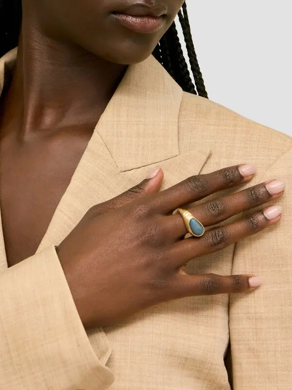 Cult Gaia Yusra Goldtone & Natural Stone Ring