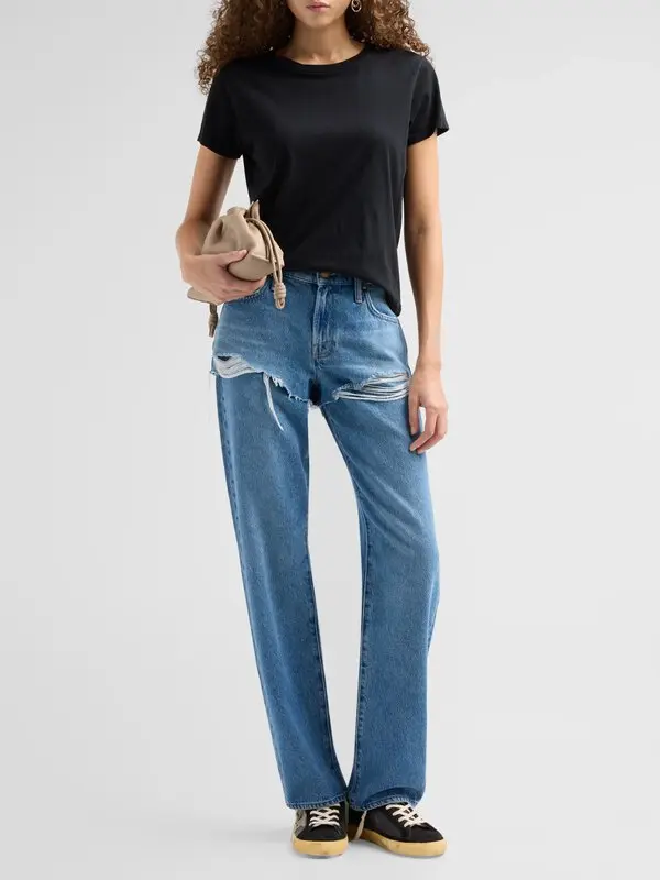 MOTHER The Shortie Relish Heel Denim Straight-leg Jeans