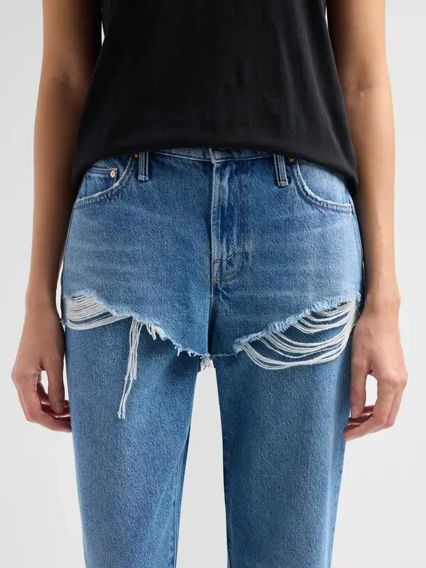 MOTHER The Shortie Relish Heel Denim Straight-leg Jeans