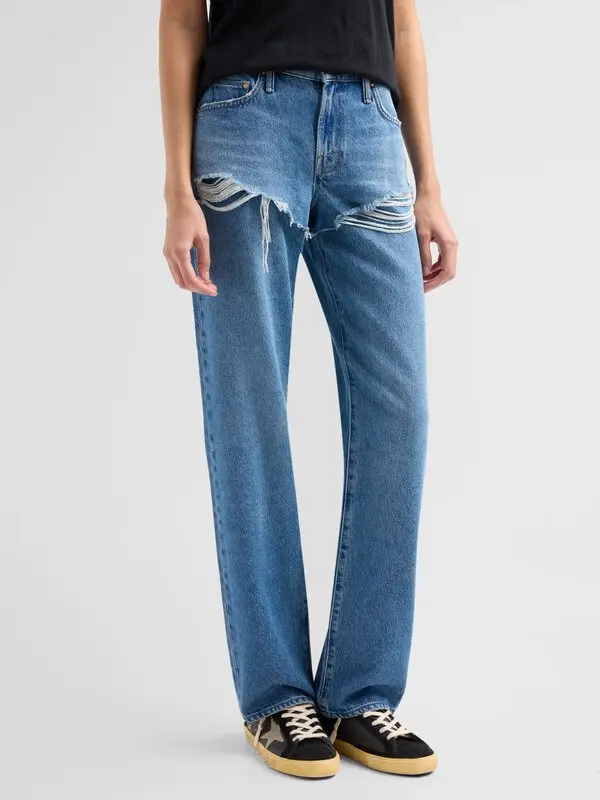 MOTHER The Shortie Relish Heel Denim Straight-leg Jeans