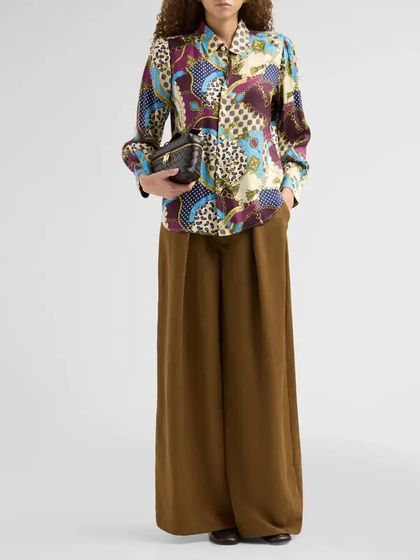 MOTHER Pleated Prep Full Pipe Sneak Belted Wide-leg Pants