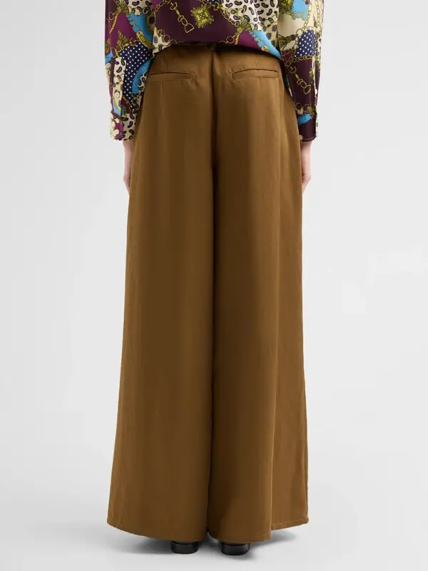 MOTHER Pleated Prep Full Pipe Sneak Belted Wide-leg Pants