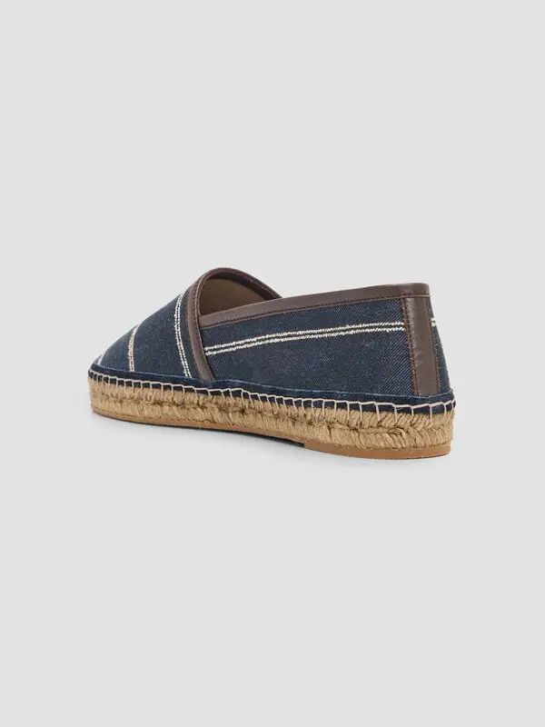 Brunello Cucinelli Double-pinstripe Denim Espadrilles - Blue Panama