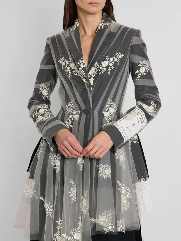 Erdem Embroidered Tulle & Wool Single-breasted Blazer