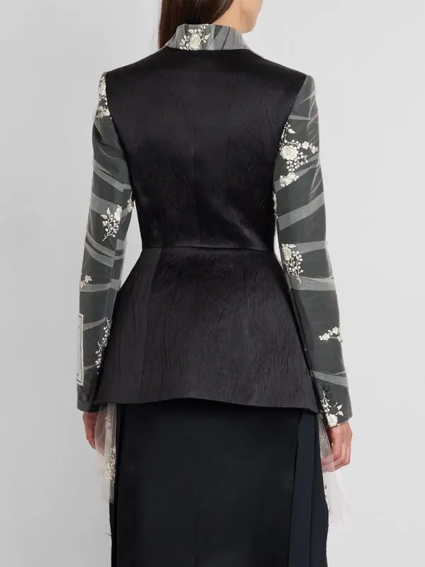 Erdem Embroidered Tulle & Wool Single-breasted Blazer