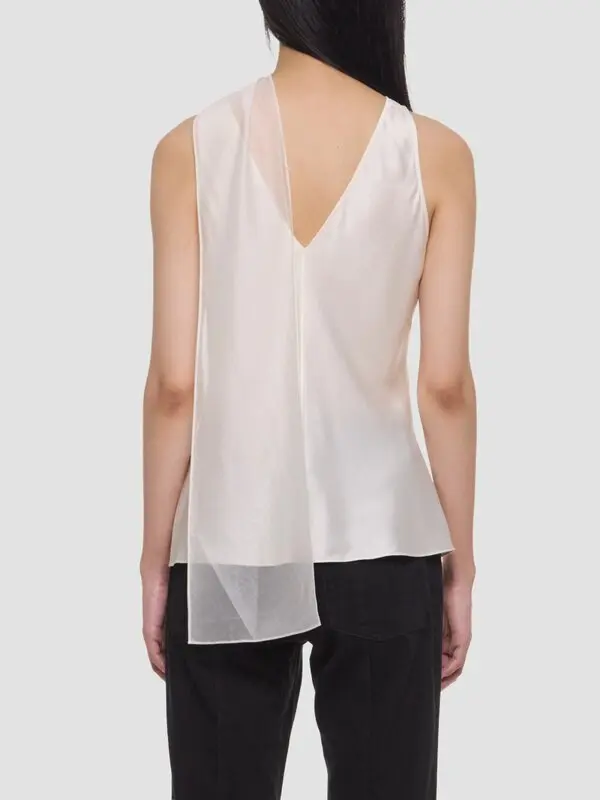 Helmut Lang Silk Sleeveless Asymmetric Scarf Top - Ivory