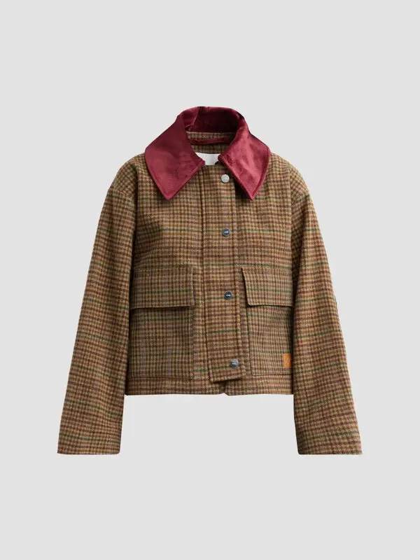 GANNI Heavy Check Twill Short Barn Jacket - Multicolour
