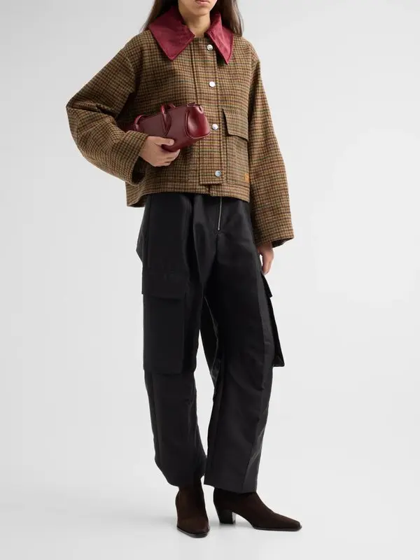 GANNI Heavy Check Twill Short Barn Jacket
