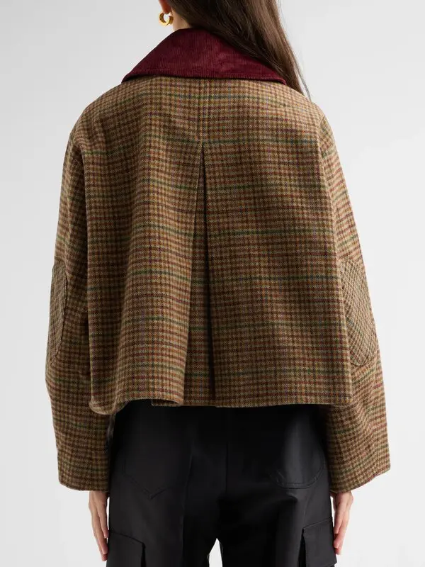 GANNI Heavy Check Twill Short Barn Jacket