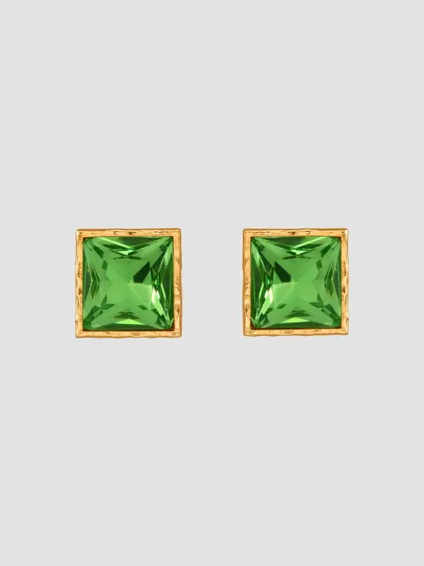 Oscar De La Renta 24k Gold-plated & Glass Crystal Stud Earrings - Peridot