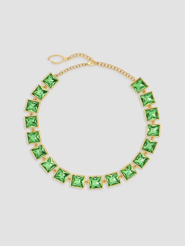 Oscar De La Renta 24k Gold-plated & Glass Crystal Necklace - Peridot