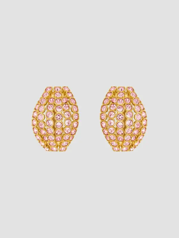 Oscar De La Renta 24k -plated & Glass Crystal Domed Earrings - Light Rose