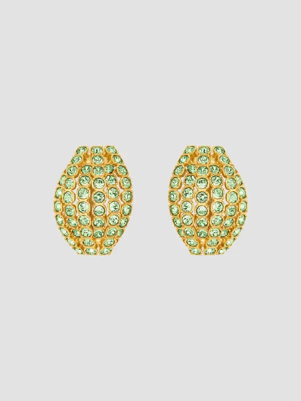 Oscar De La Renta 24k -plated & Glass Crystal Domed Earrings - Peridot