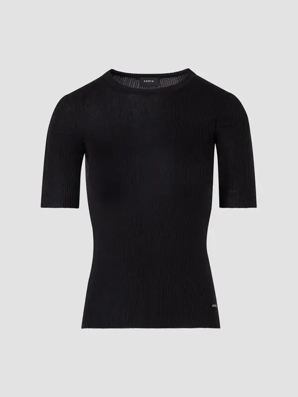 Akris Silk-cotton Seamless Rib-knit Crewneck Sweater - Black