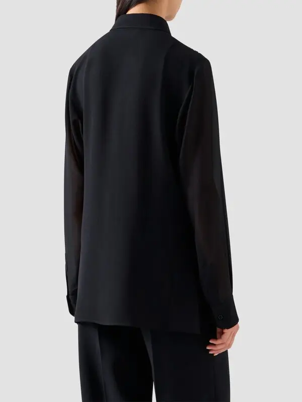 Akris Lacquered-laced Bodice Silk Tunic Blouse