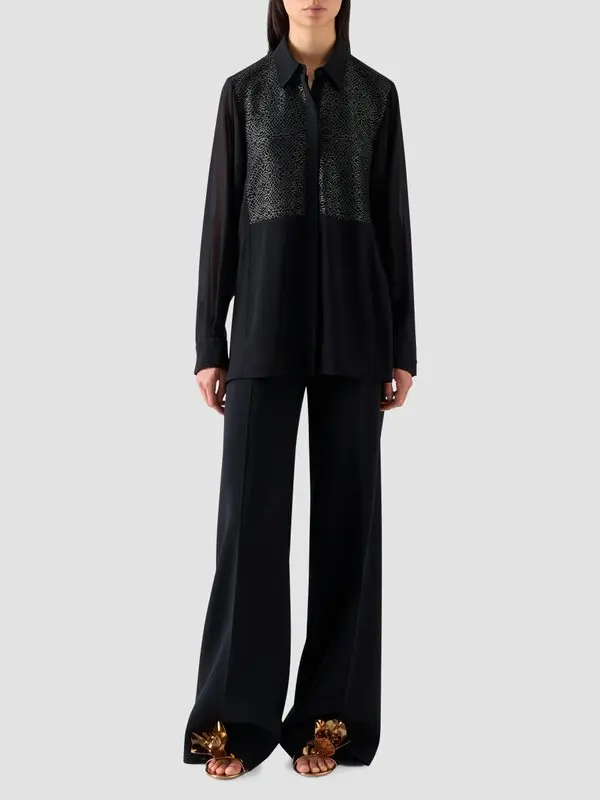 Akris Lacquered-laced Bodice Silk Tunic Blouse