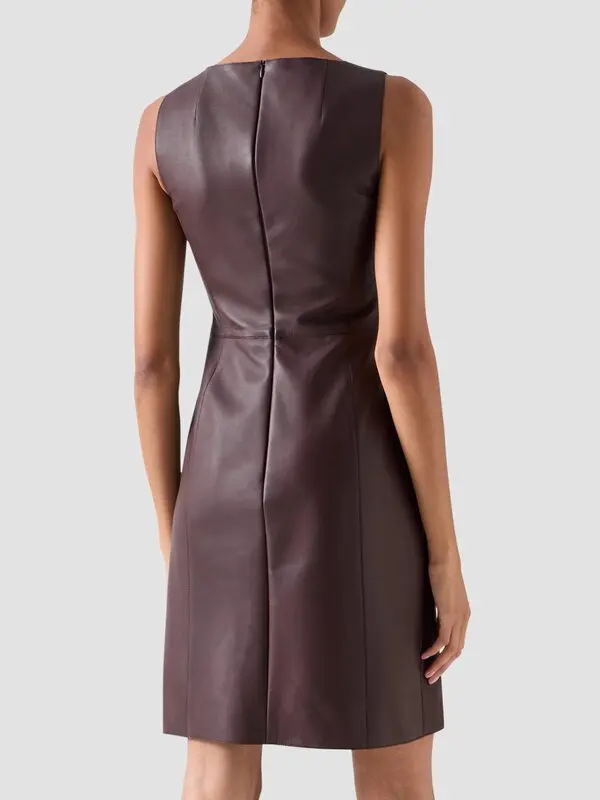 Akris Nappa Leather Mini Sheath Dress