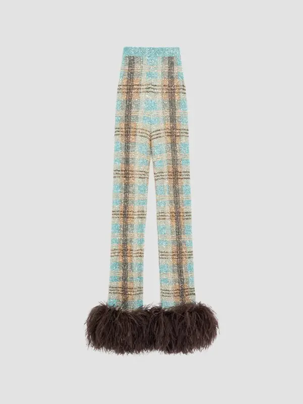 Valentino Garavani Sequin Thread Pants With Check Pattern