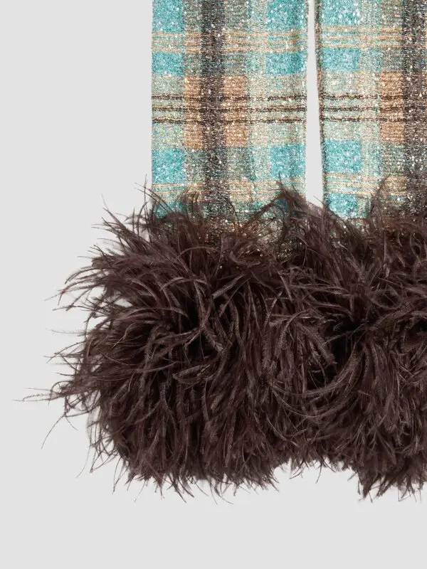 Valentino Garavani Sequin Thread Pants With Check Pattern