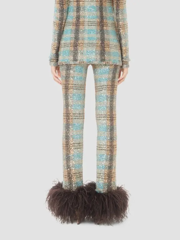 Valentino Garavani Sequin Thread Pants With Check Pattern
