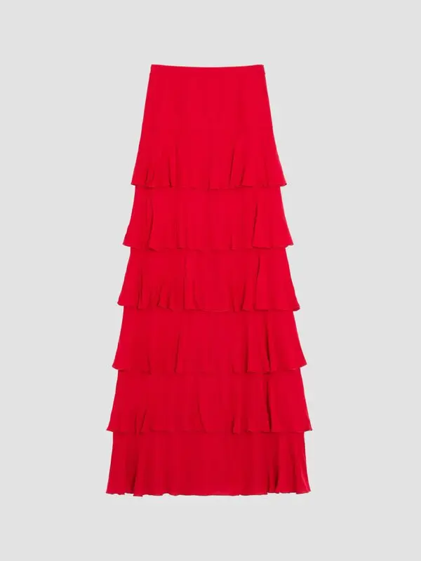 Valentino Garavani Long Georgette Skirt With Ruffles - Paris
